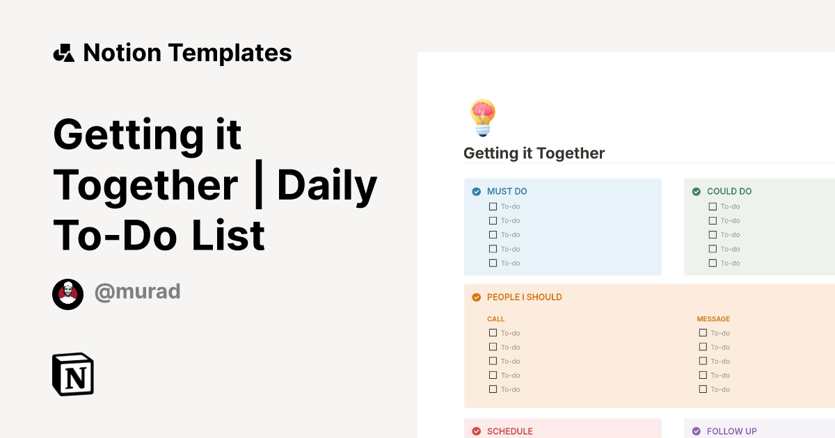 Getting it Together | Daily To-Do List Template | Notion Marketplace
