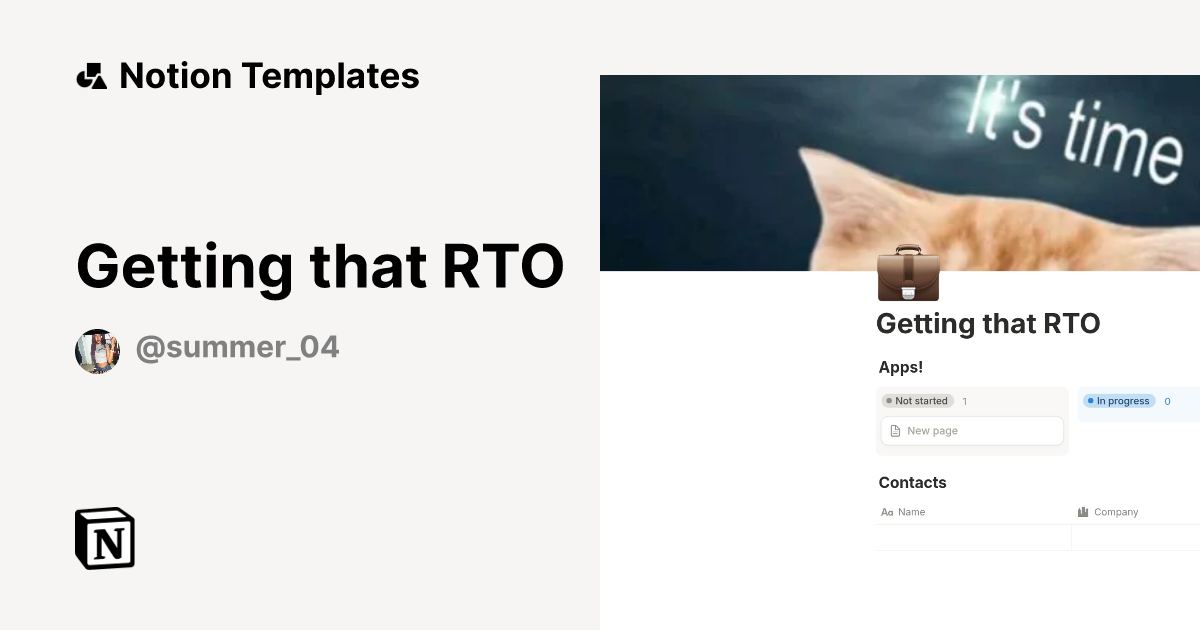 Getting that RTO Template | Notion Marketplace