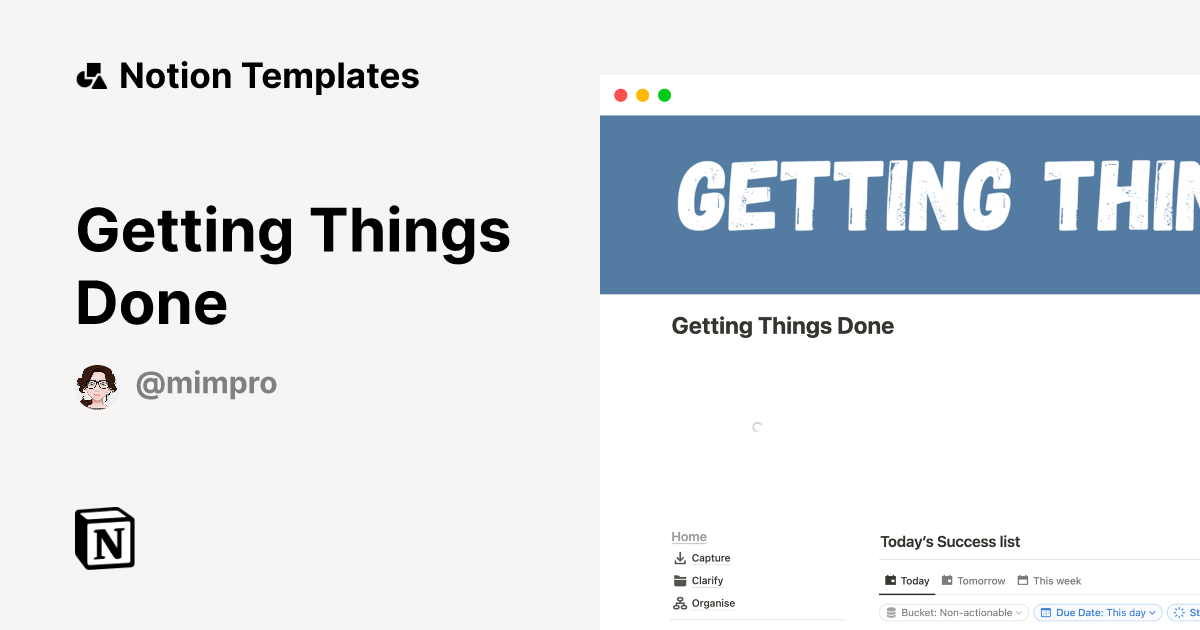 Getting Things Done Template by Mimpro | Notion Marketplace