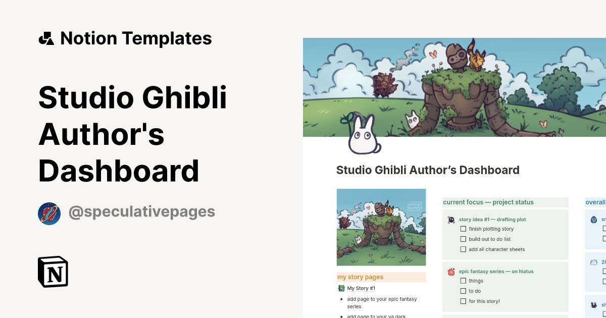 Studio Ghibli Author's Dashboard Template | Notion Marketplace