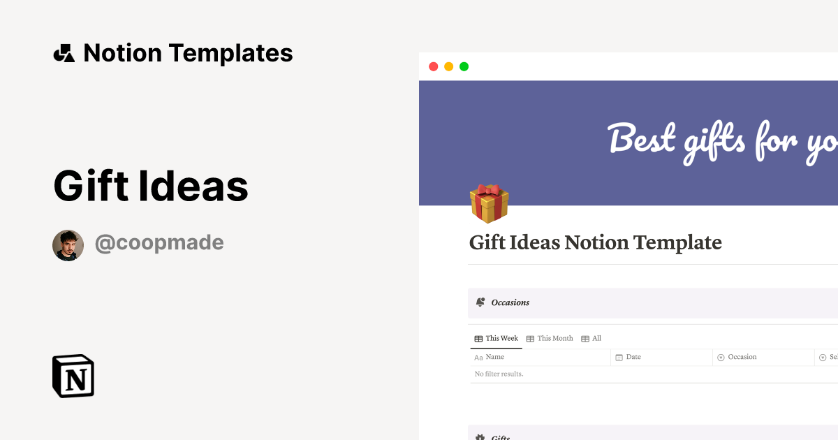 Gift Ideas Template by coopmade | Notion Marketplace