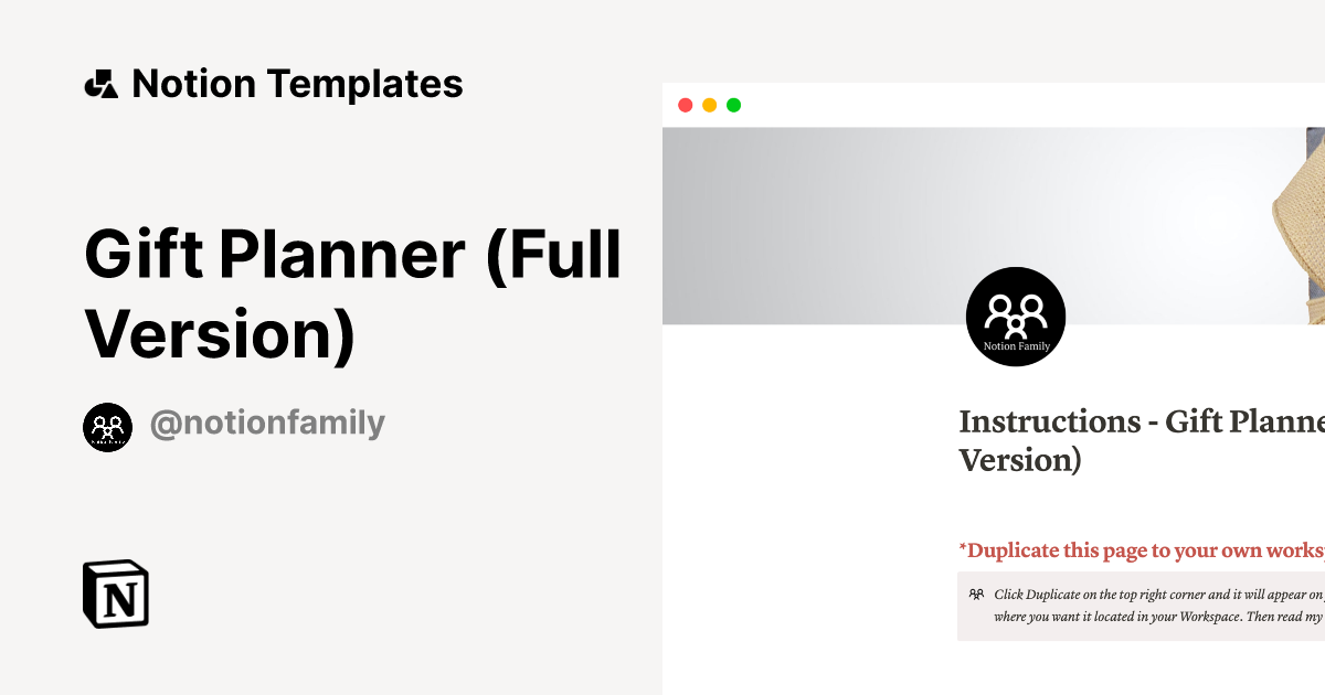Gift Planner (Full Version) Template | Notion Marketplace