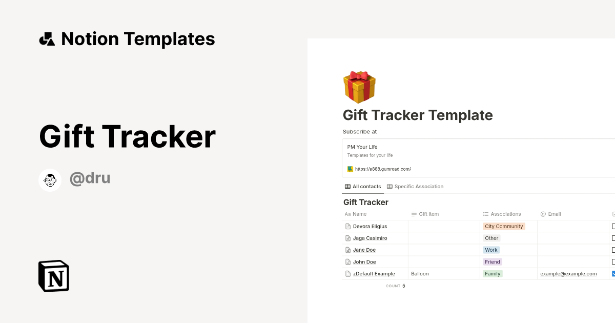 Gift Tracker Template | Notion Marketplace