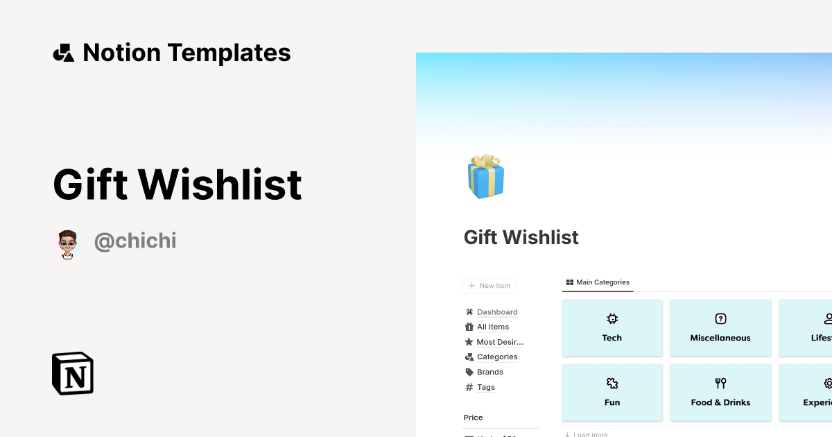 Gift Wishlist Template by Chichi | Notion Marketplace