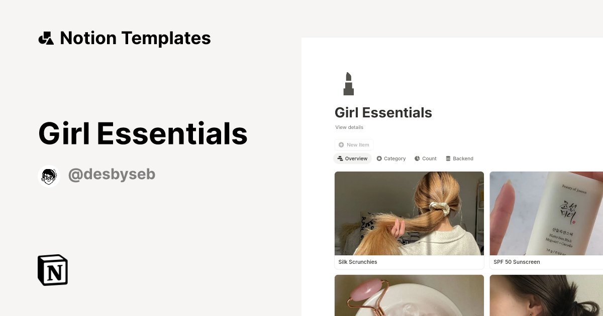 Girl Essentials Template | Notion Marketplace