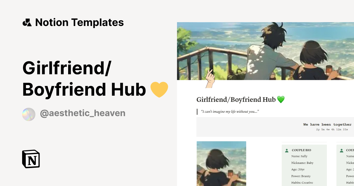 Girlfriend/Boyfriend Hub 💛 Template | Notion Marketplace