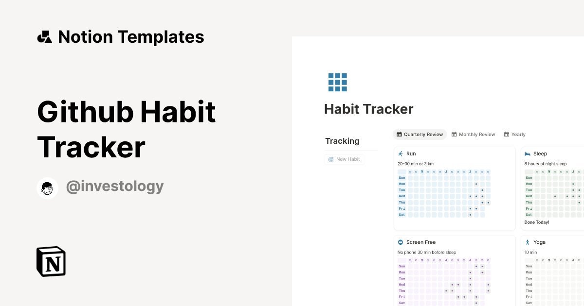 Github Habit Tracker Template | Notion Marketplace