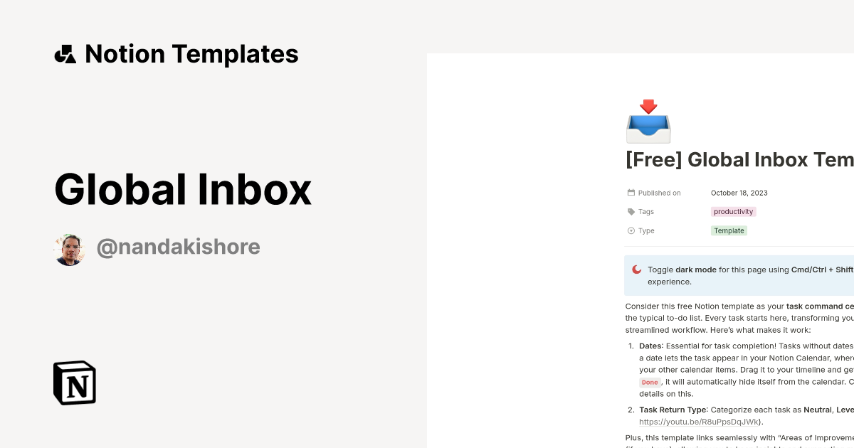 Global Inbox Template | Notion Marketplace