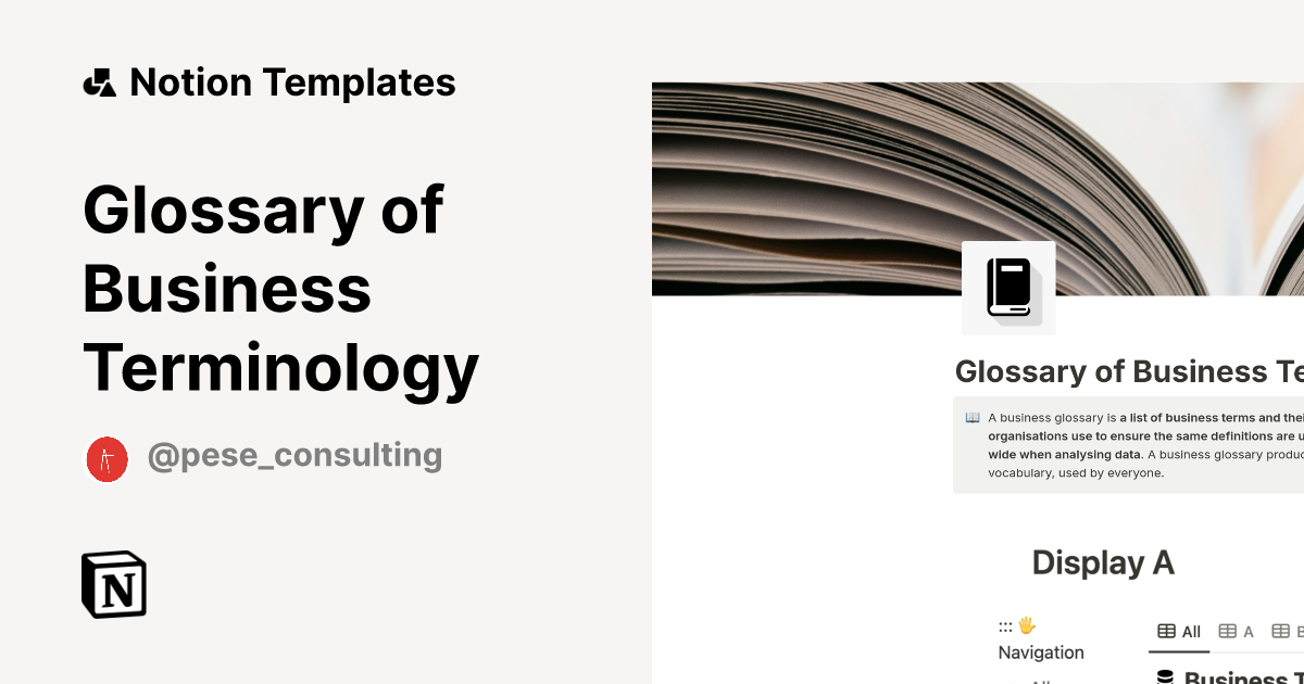 Glossary of Business Terminology Template by PESE Consulting | Notion ...