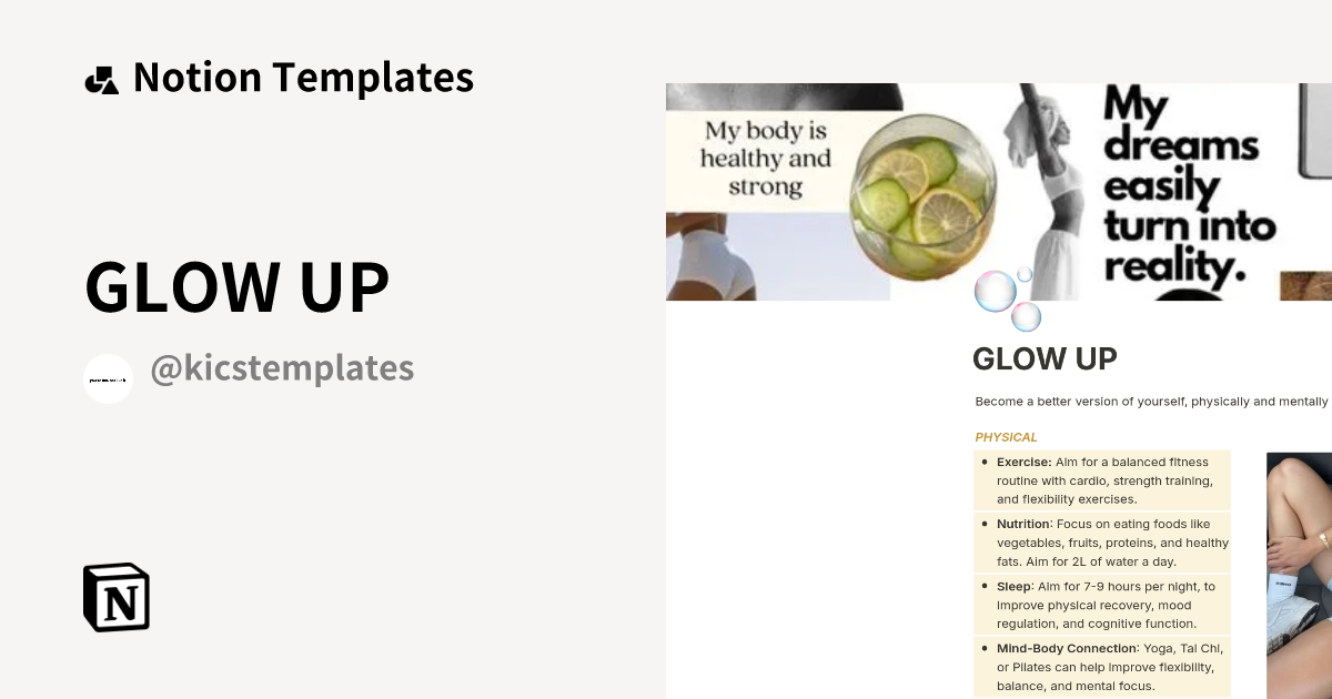 GLOW UP Template | Notion Marketplace