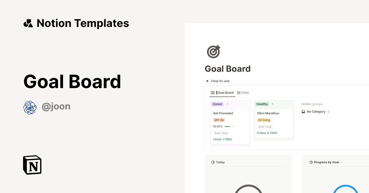Goal Board Template by Joon | Notion Marketplace