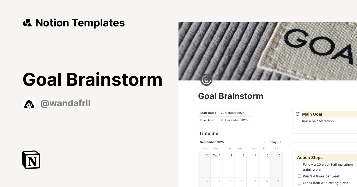 Goal Brainstorm Template by Wanda | Notion Marketplace
