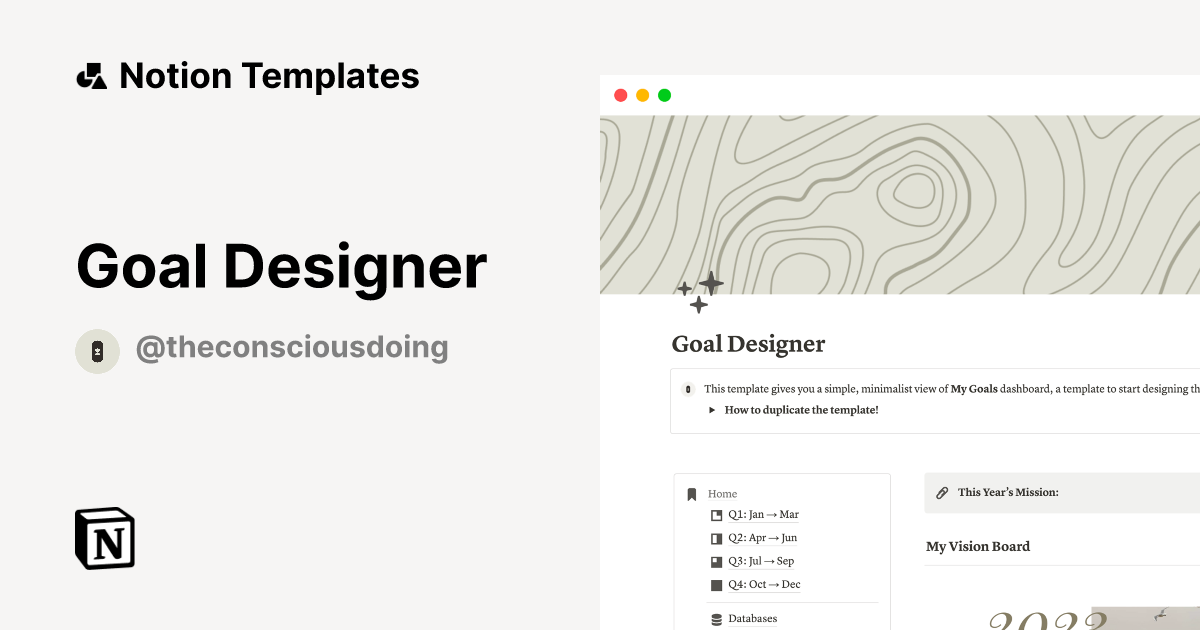 Goal Designer Template by The Conscious Doing | Notion Marketplace