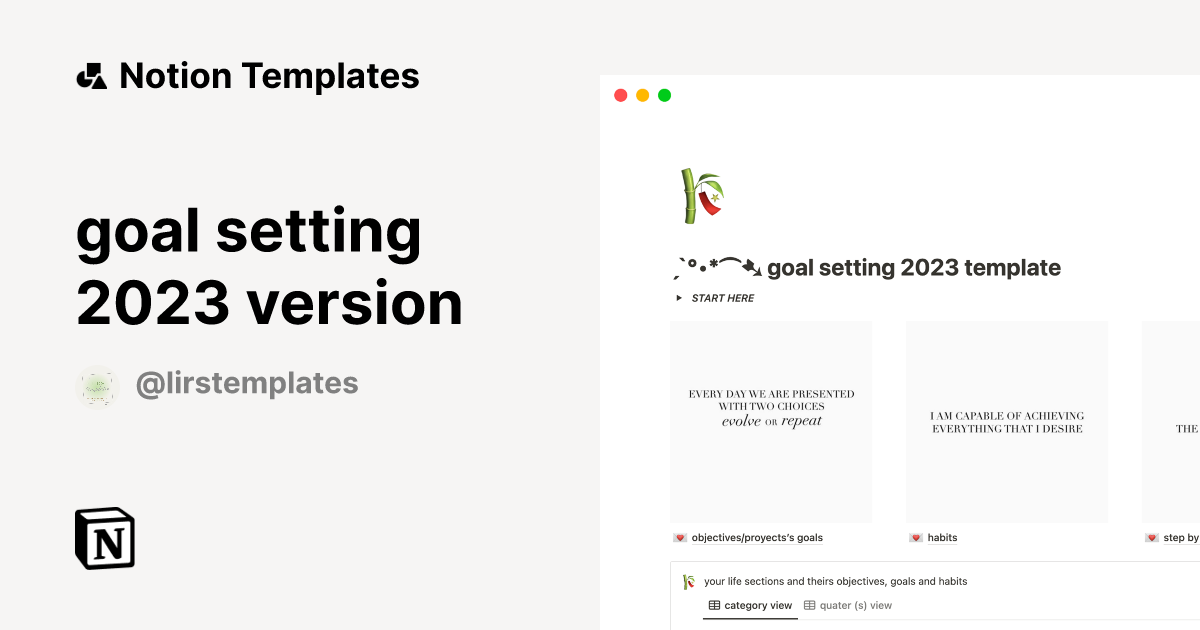 goal setting 2023 version Template by lir's templates | Notion Marketplace