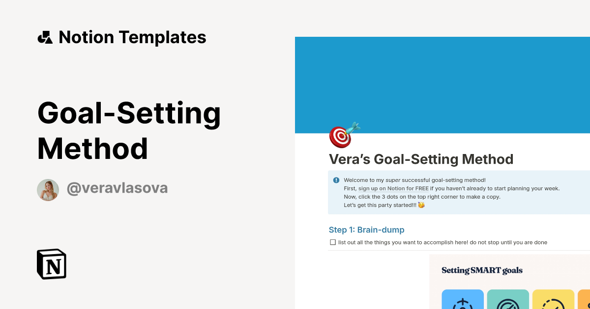 Goal-Setting Method Template by Vera Vlasova | Notion Marketplace