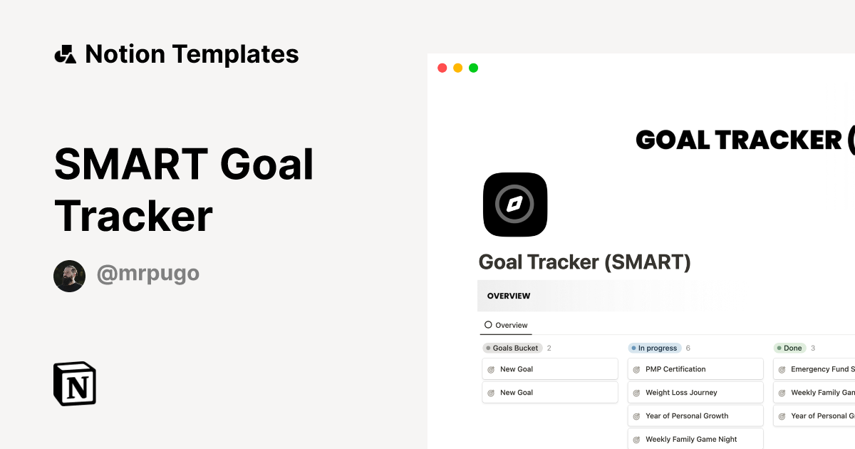 SMART Goal Tracker Template | Notion Marketplace