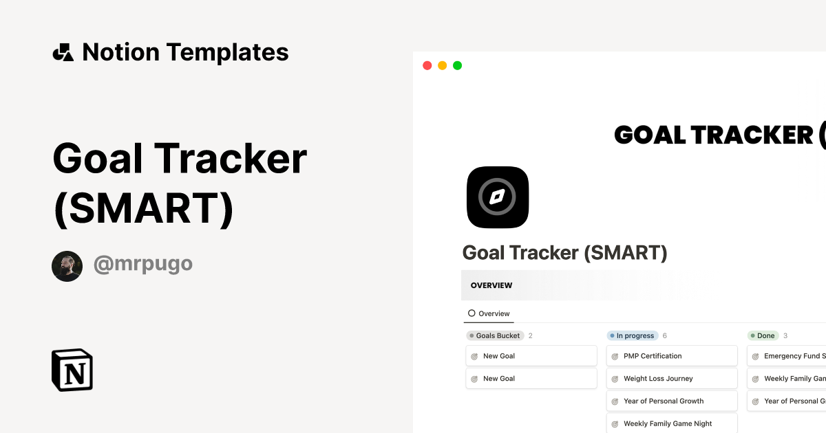 Goal Tracker (SMART) Template by mrpugo | Notion Marketplace