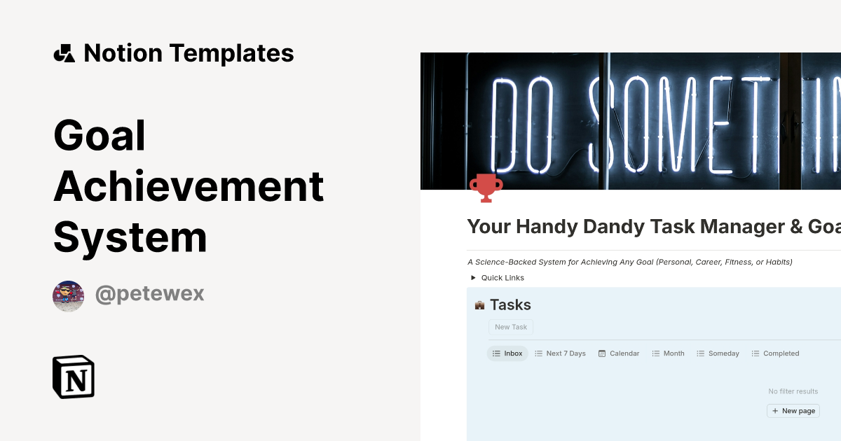 Goal Achievement System Template by Peter Wechsler | Notion Marketplace