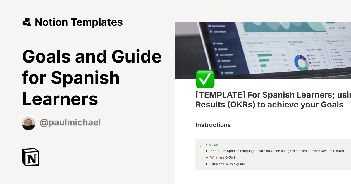 Goals and Guide for Spanish Learners Template by Paul Michael | Notion ...