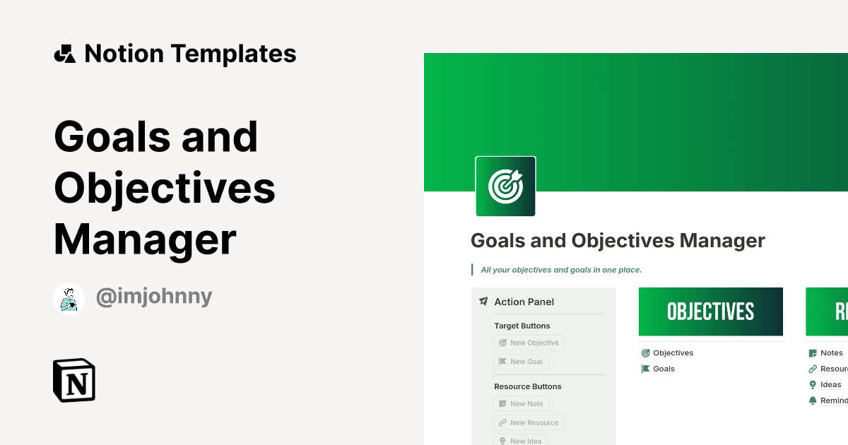 Goals and Objectives Manager Template by Ingles | Notion Marketplace