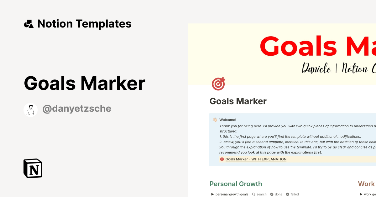 Goals Marker Template | Notion Marketplace