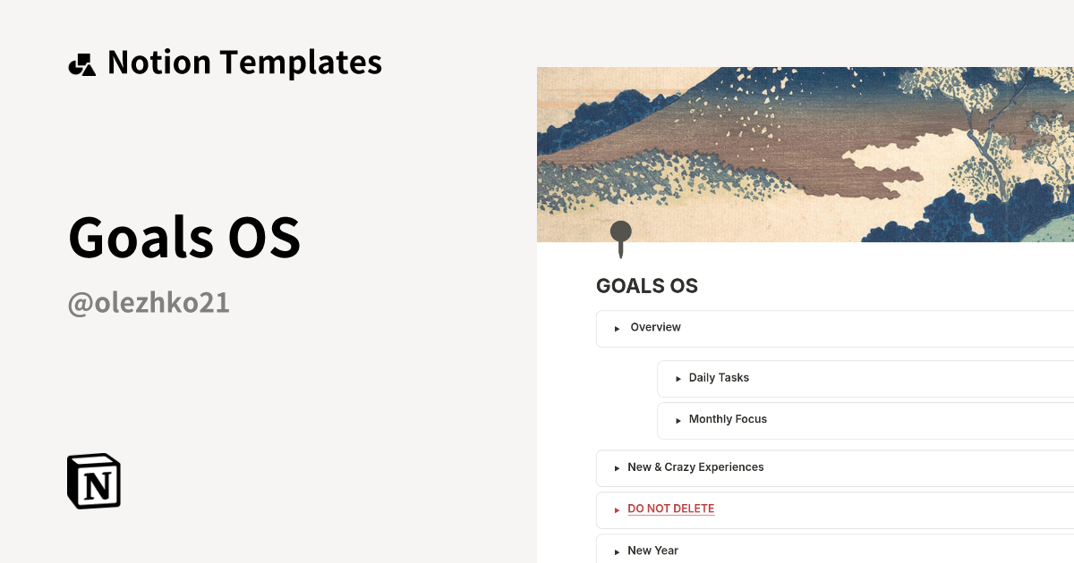 Goals OS Template by Oleh Yatsura | Notion Marketplace