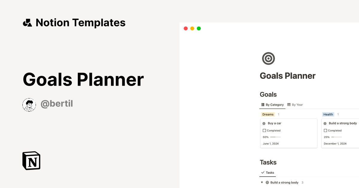 Goals Planner Template | Notion Marketplace