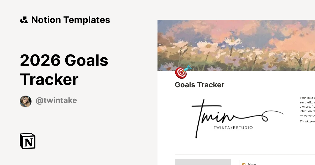 Goals Tracker Template by Twintakestudio | Notion Marketplace