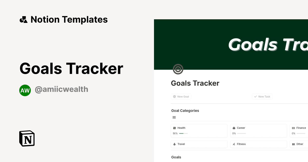 Goals Tracker Template | Notion Marketplace
