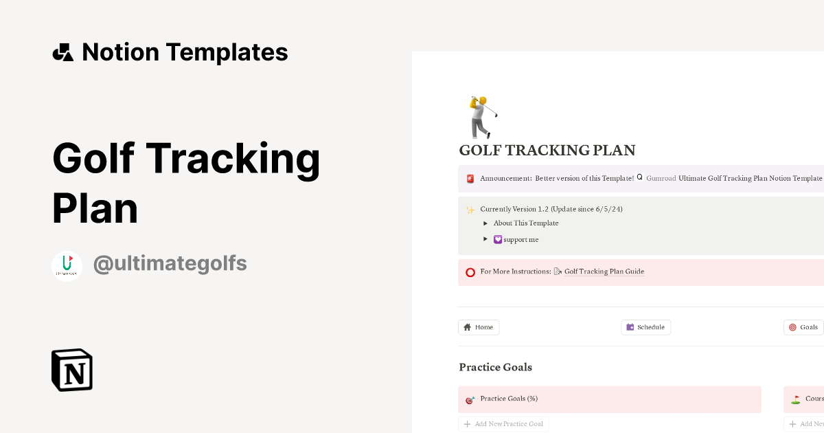 Golf Tracking Plan Template | Notion Marketplace