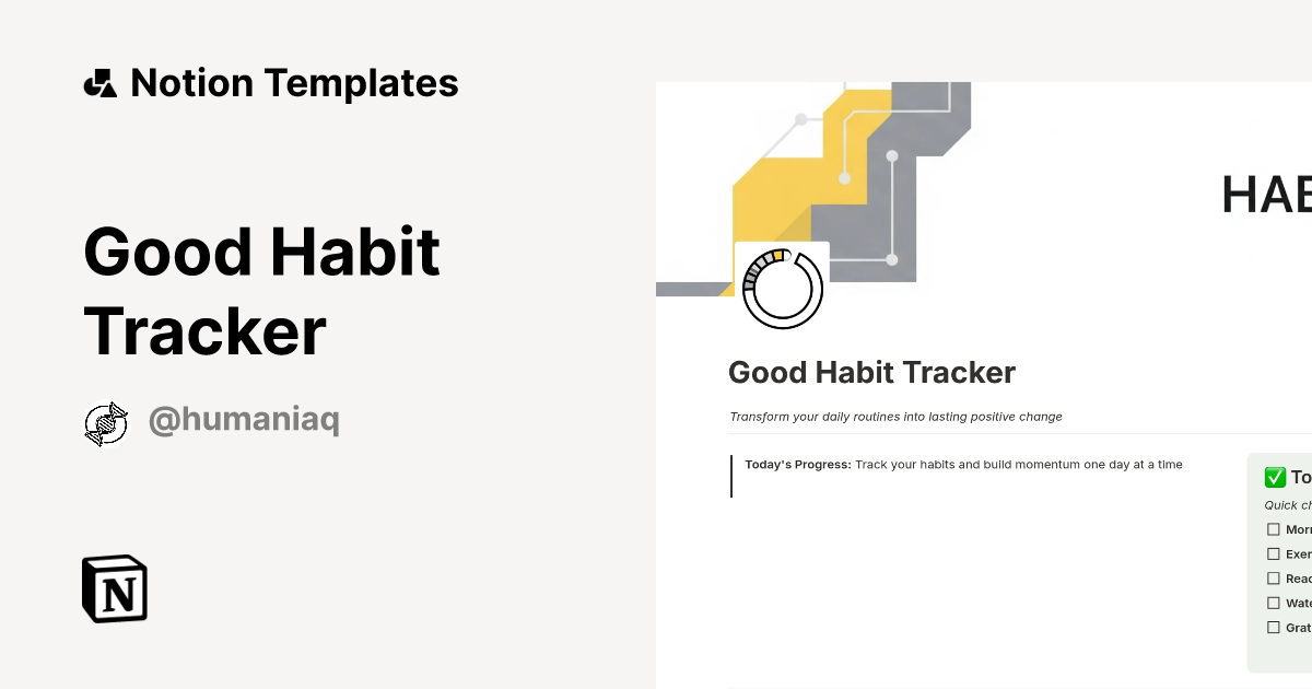 Good Habit Tracker Template | Notion Marketplace