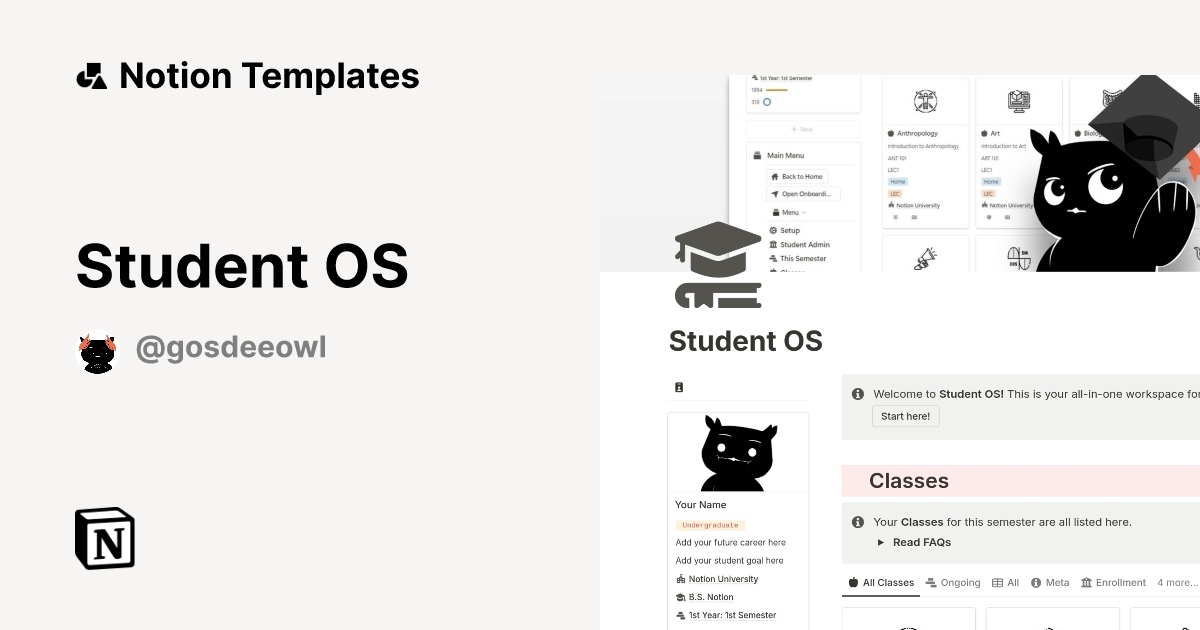 Student OS Template | Notion Marketplace