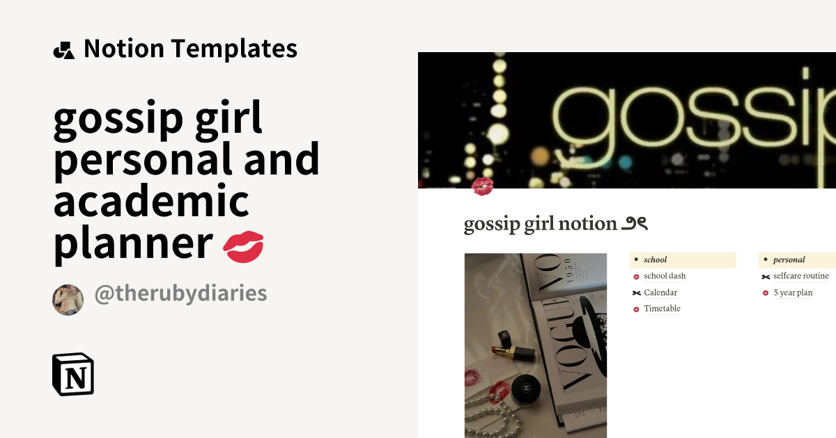 gossip girl personal and academic planner 💋 Template by Ruby | Notion ...