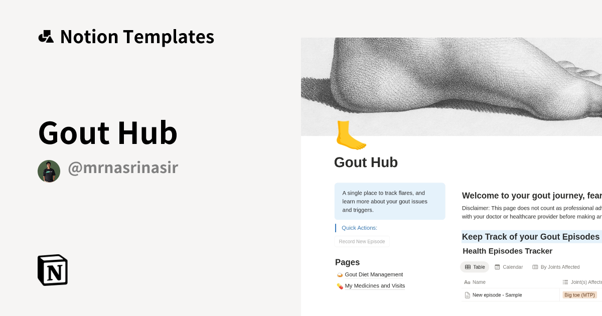Gout Hub Template | Notion Marketplace