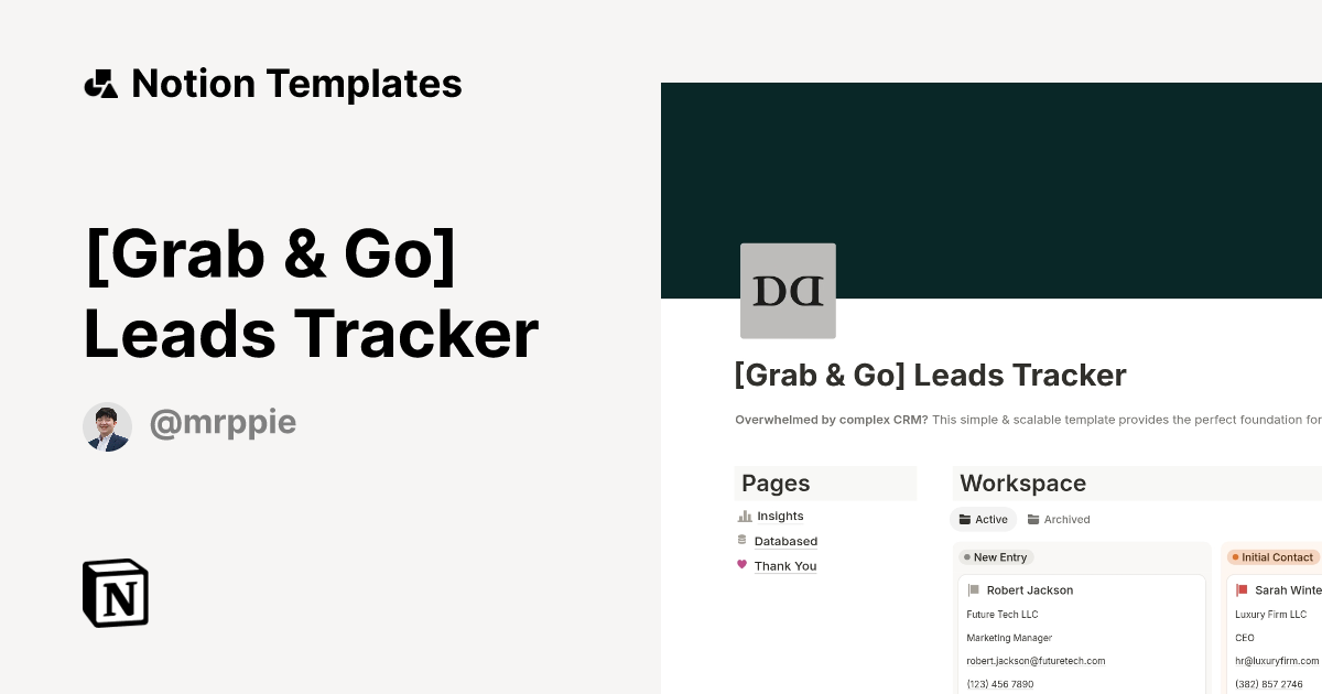 [Grab & Go] Leads Tracker Template by mr.ppie | Notion Marketplace