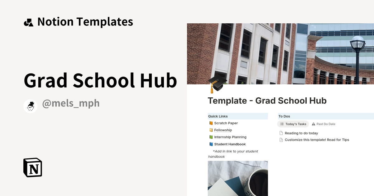 Grad School Hub Template by Mel | Notion Marketplace