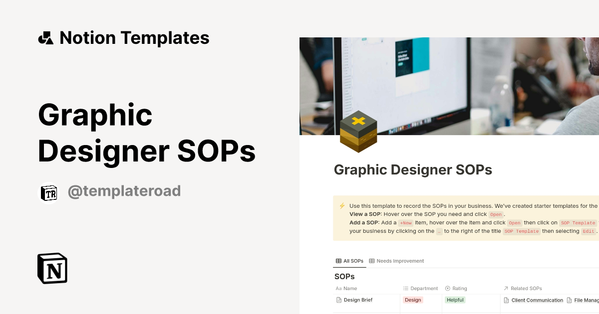 Graphic Designer SOPs Template by Template Road | Notion Marketplace
