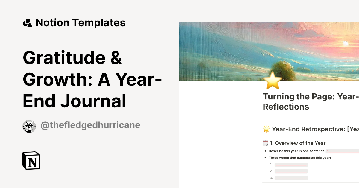 Gratitude & Growth: A Year-End Journal Template by thefledgedhurricane ...