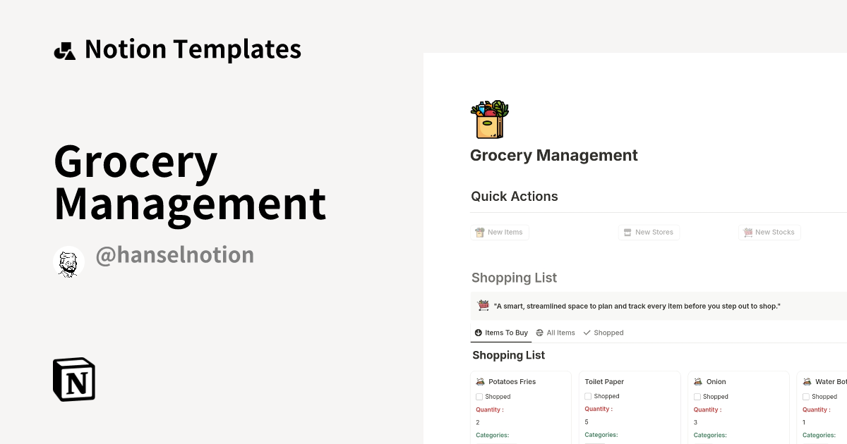 Grocery Management Template | Notion Marketplace