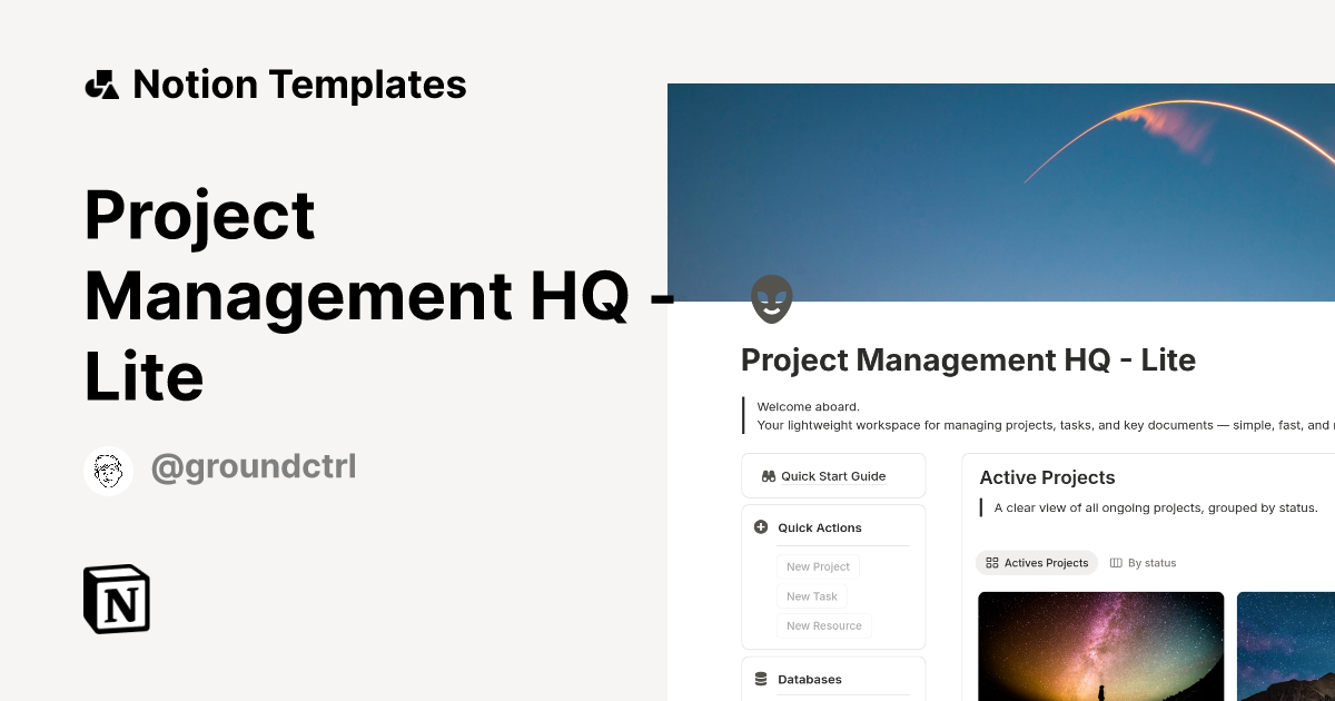 Project Management HQ - Lite Template | Notion Marketplace