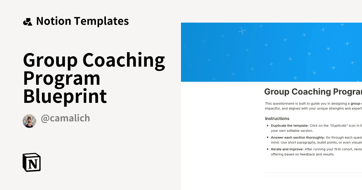 Group Coaching Program Blueprint Template | Notion Marketplace