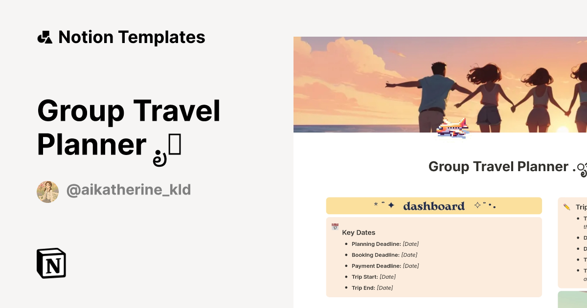 Group Travel Planner .ೃ࿐ Template | Notion Marketplace