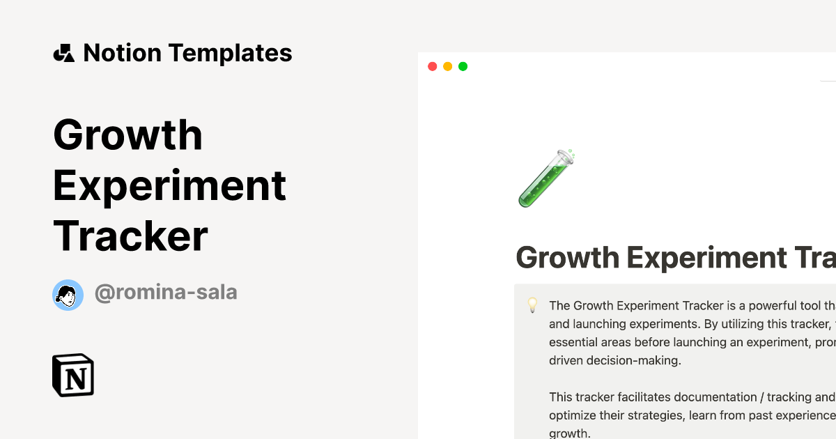 Growth Experiment Tracker Template | Notion Marketplace