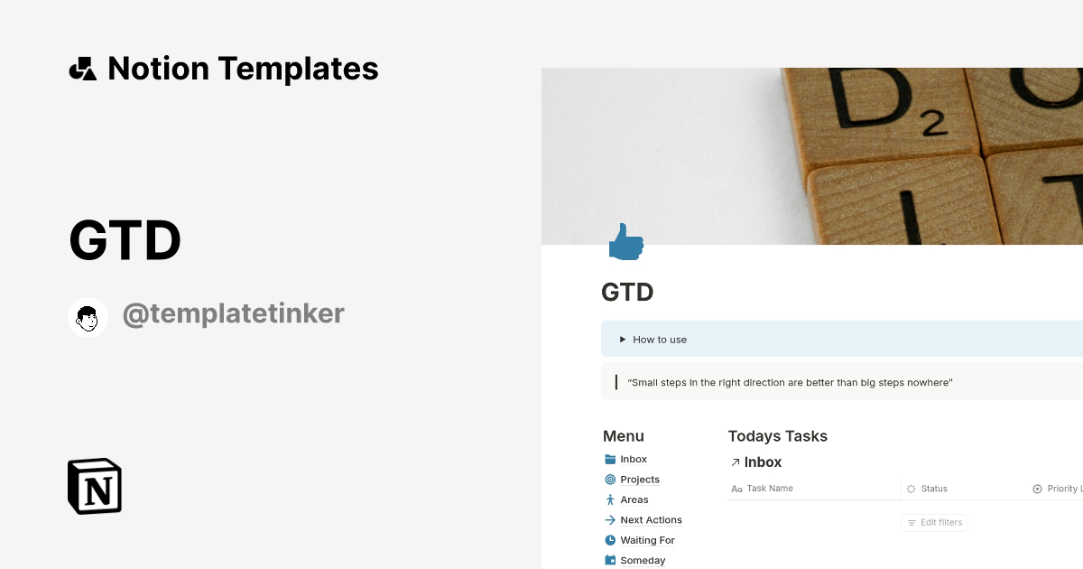 GTD Template by TemplateTinker | Notion Marketplace