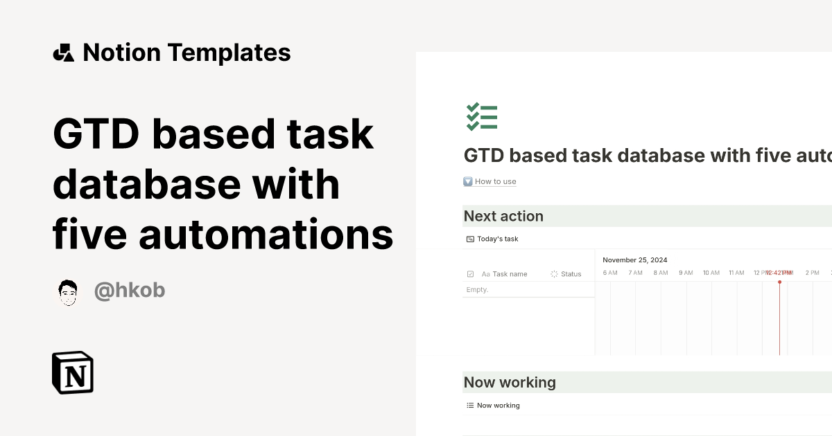 GTD based task database with five automations Template | Notion Marketplace