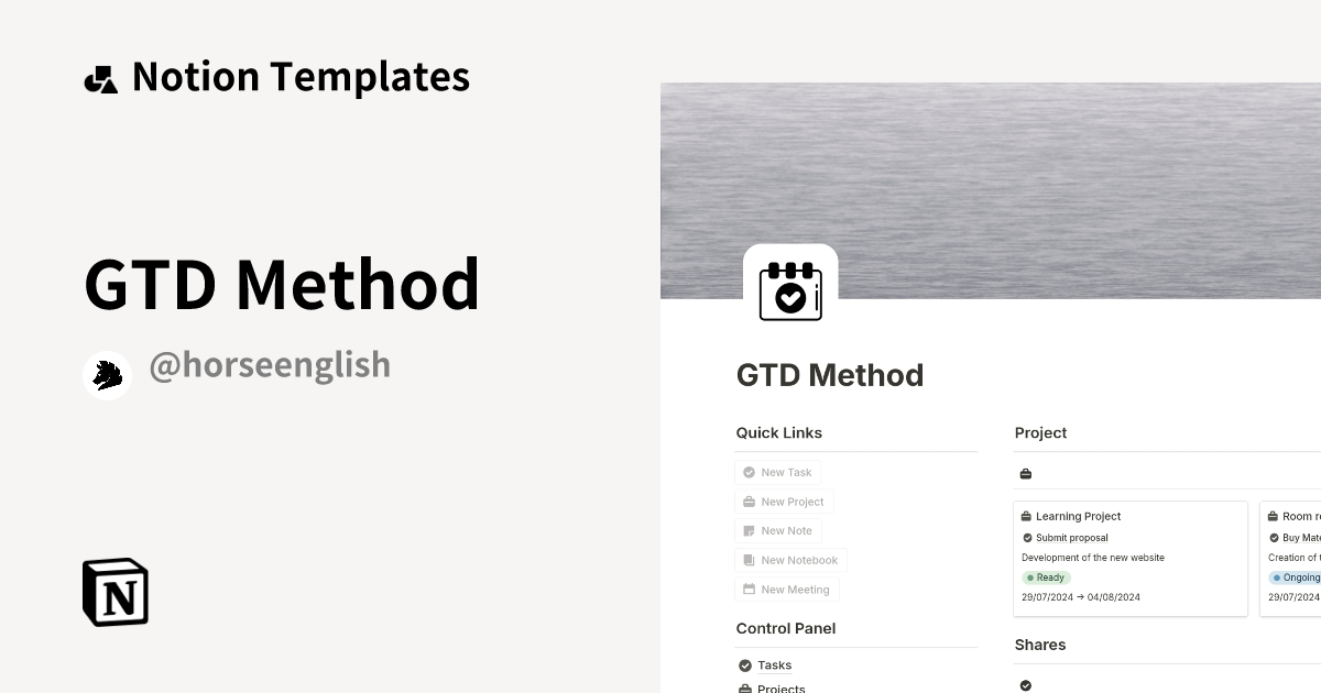 GTD Method Template by Horse | Notion Marketplace