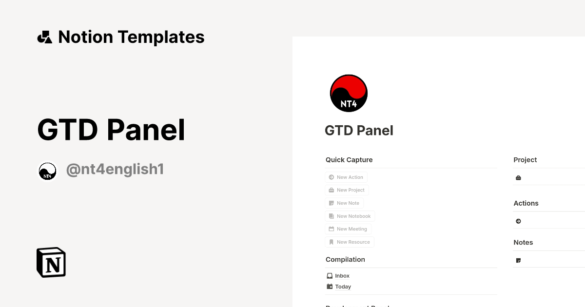 GTD Panel Template by NT4 | Notion Marketplace