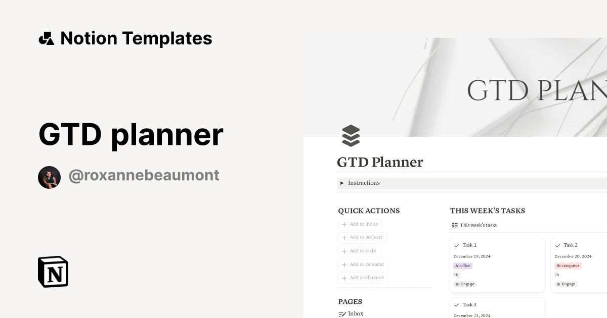 GTD planner Template | Notion Marketplace