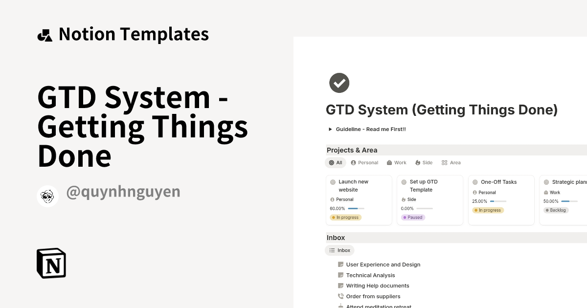 GTD System - Getting Things Done Template by Quynh Nguyen | Notion ...