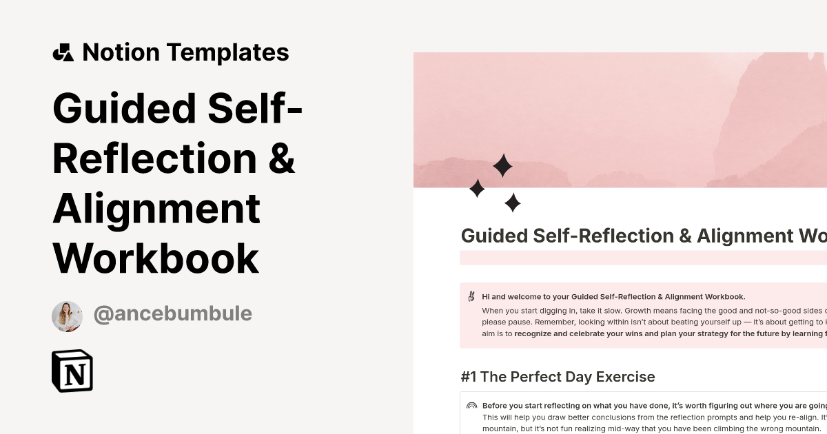 Guided Self-Reflection & Alignment Workbook Template by Ance Bumbule ...